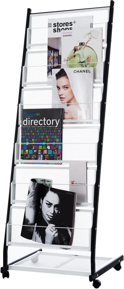 6 Pocket Rolling Magazine Brochure Display Rack Stand – Trade Show House